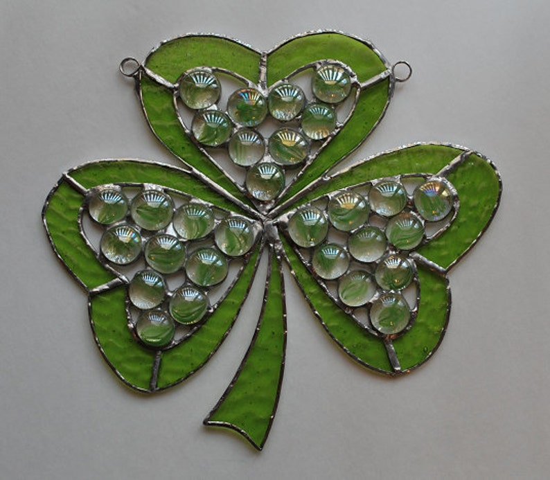 Stained Glass Gem Filled Shamrock Suncatcher Wall Hanging - Etsy