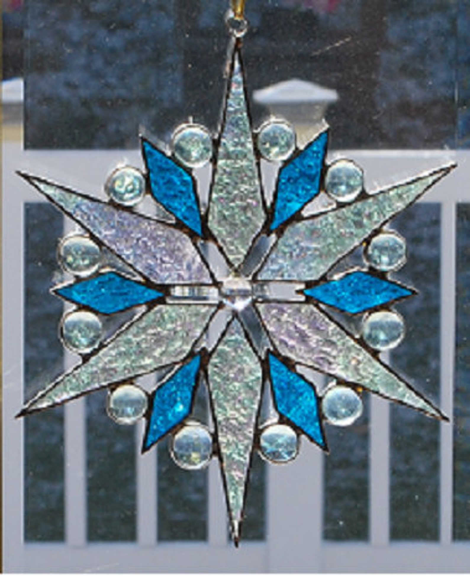 Stained Glass Starburst Snow Flake Suncatcher Wall Hanging - Etsy
