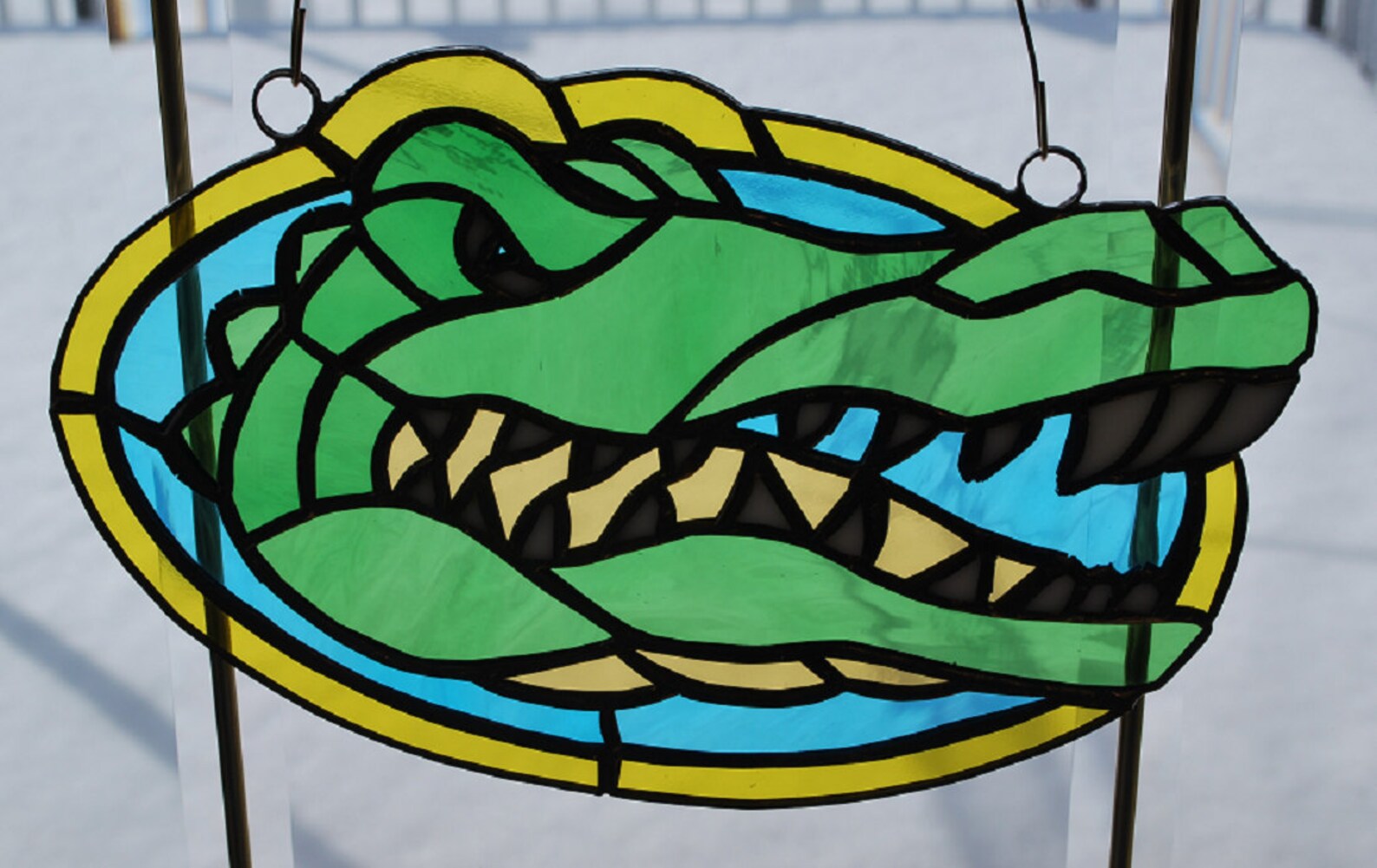 Stained glass alligator suncatcher wall hanging | Etsy