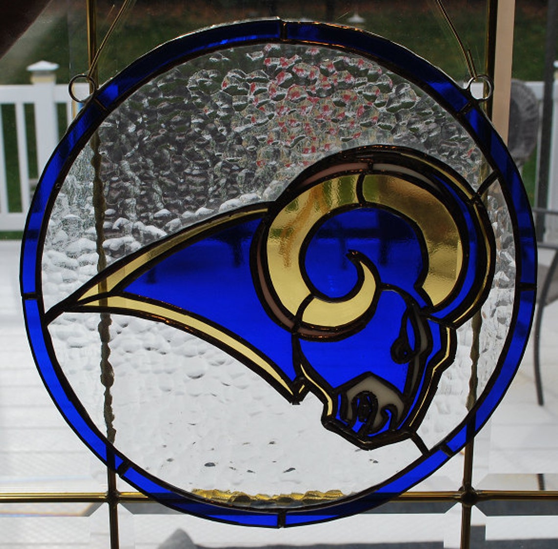 Stained Glass L.A. Rams in a Circular Panel Suncatcher Wall - Etsy