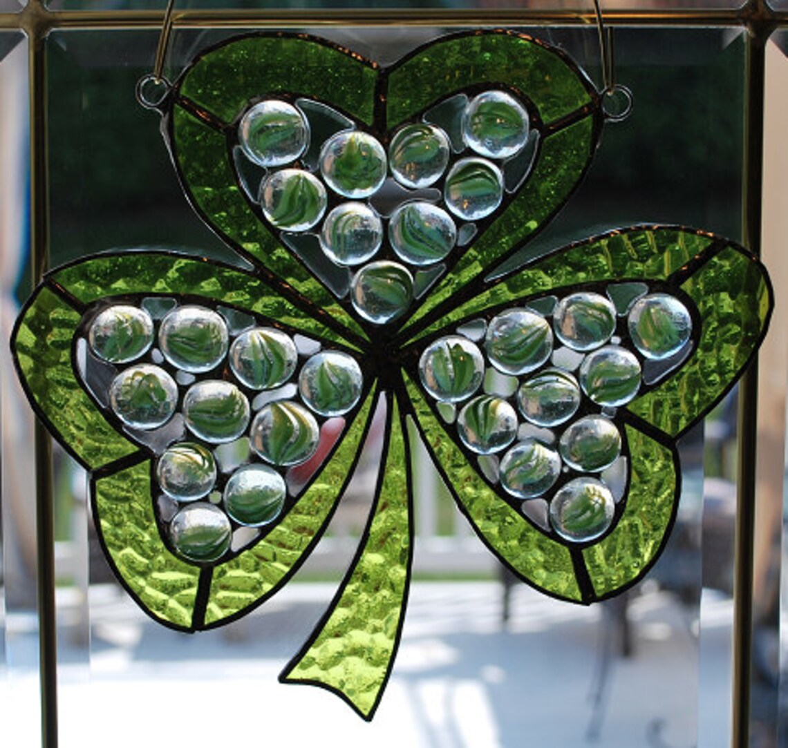 Stained Glass Gem Filled Shamrock Suncatcher Wall Hanging - Etsy