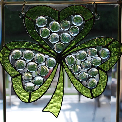St. Patricks Day Stained Glass Shamrock Suncatcher Wall - Etsy