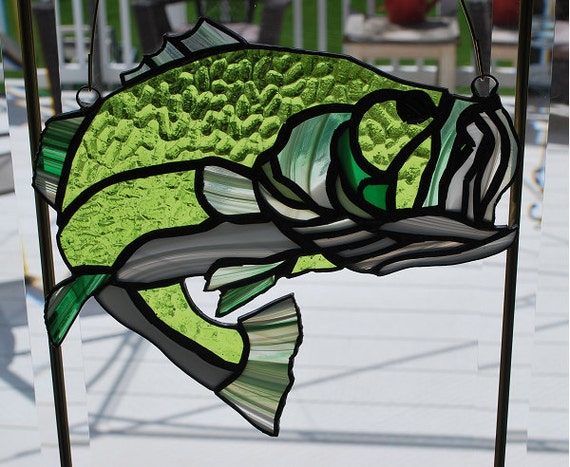 Large Mouth Bass Stained Glass Suncatcher Wall Hanging - Etsy