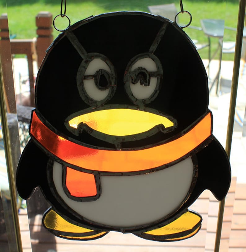 Stained Glass Penguin With a Scarf Suncatcher/wall Hanging - Etsy