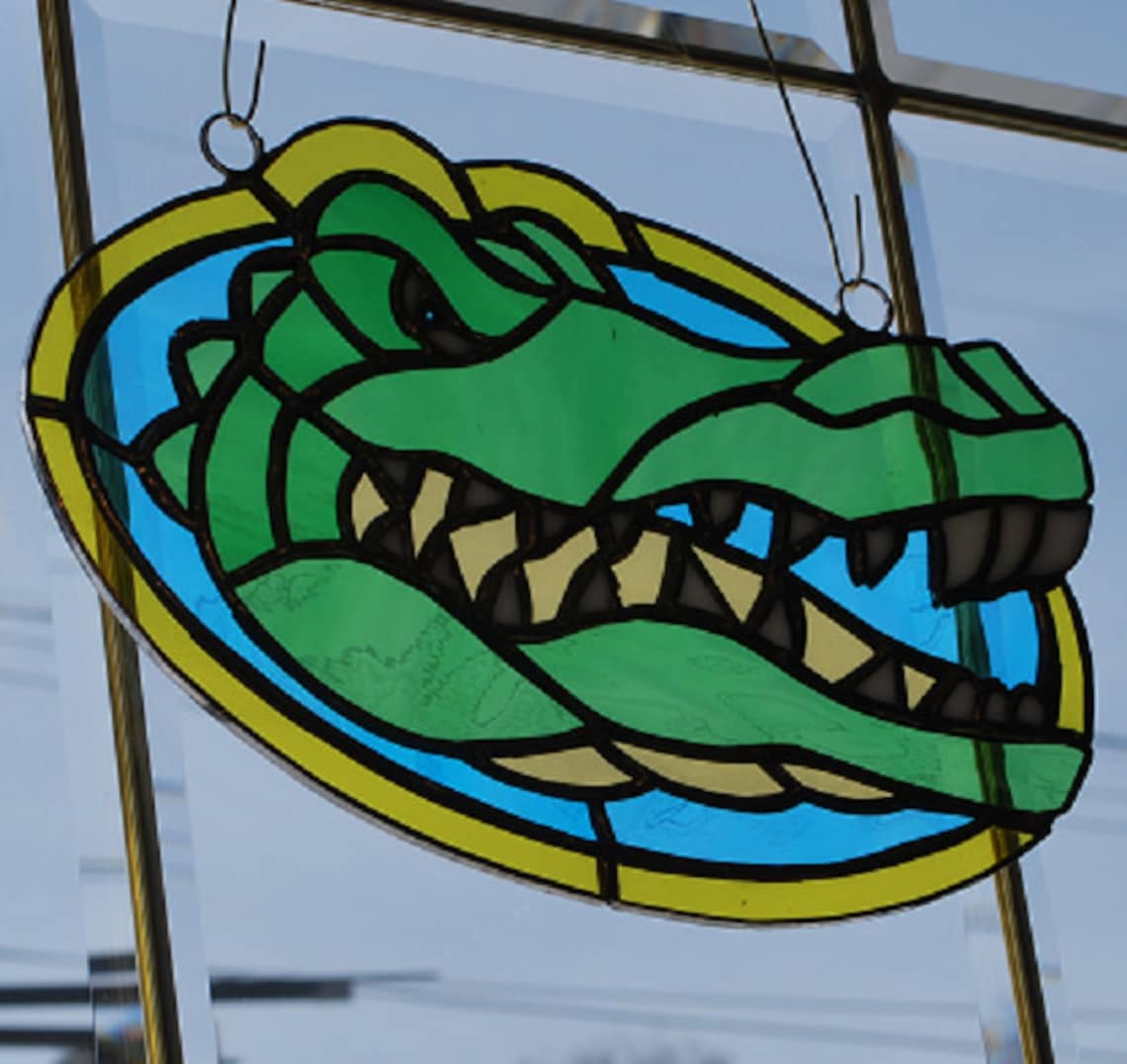 Stained glass alligator suncatcher wall hanging | Etsy