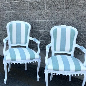 SOLD Chair, Accent Chair, Arm Chair With Blue and White Stripes ...