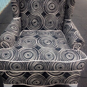SOLD Wingback Chair With Mid Century Modern Circle Fabric and White ...