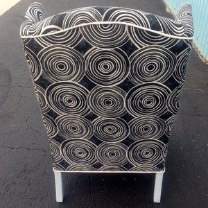SOLD Wingback Chair With Mid Century Modern Circle Fabric and White ...