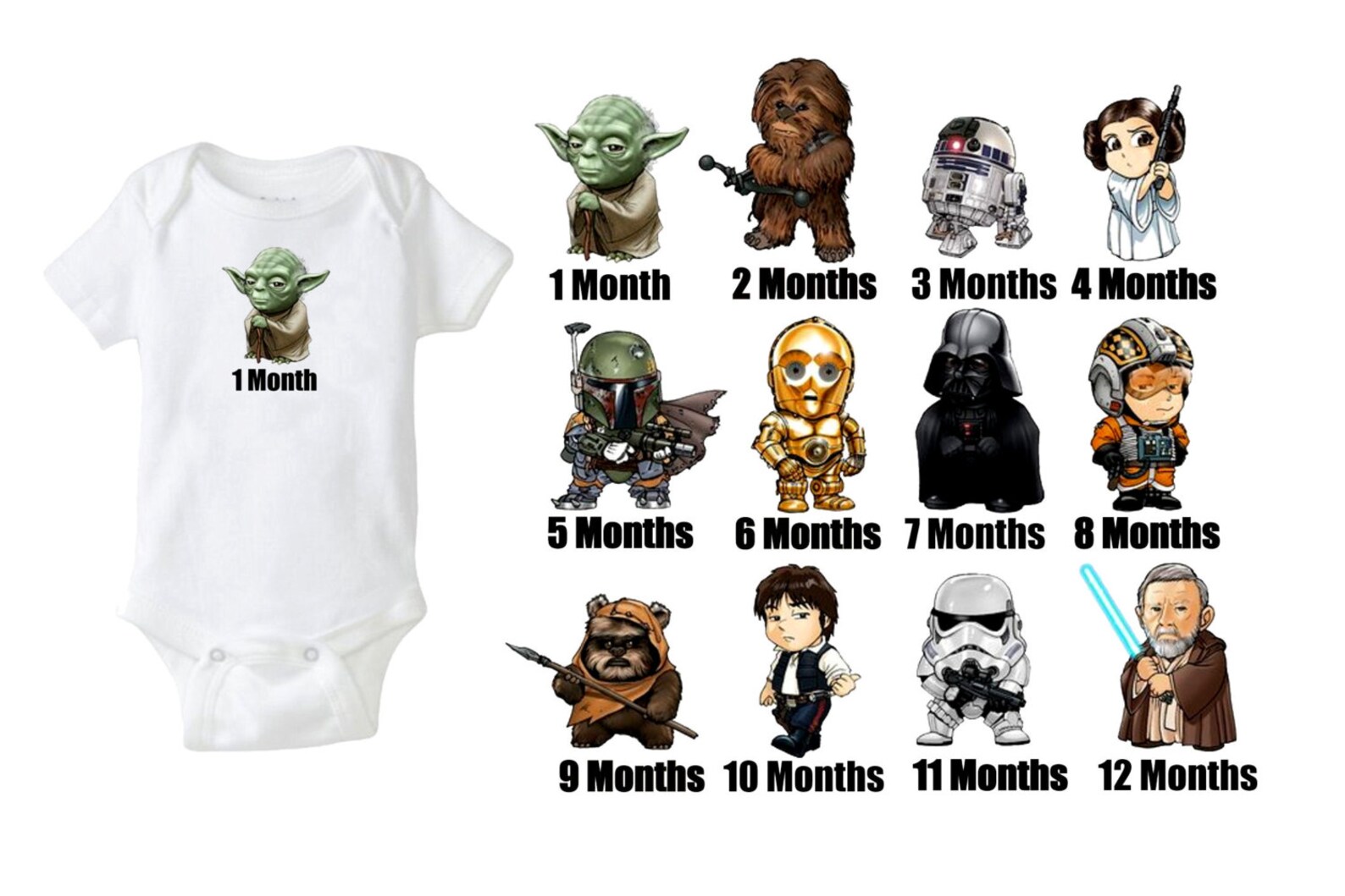 Star Wars Month Hand Printed Pigment Ink Onesie Baby Shower - Etsy