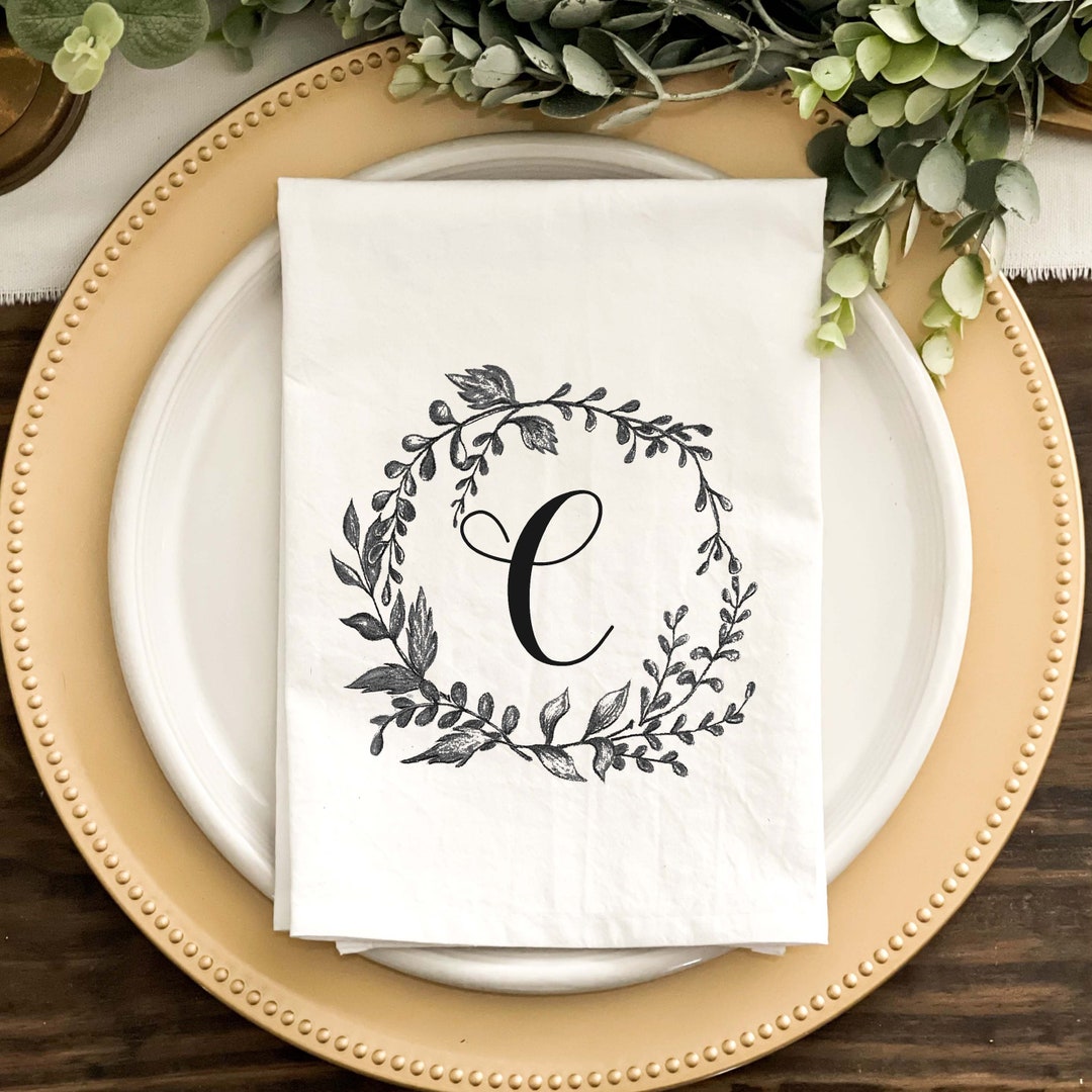 Spring Napkin, Original Artwork Wreath Personalized Monogrammed Napkin ...