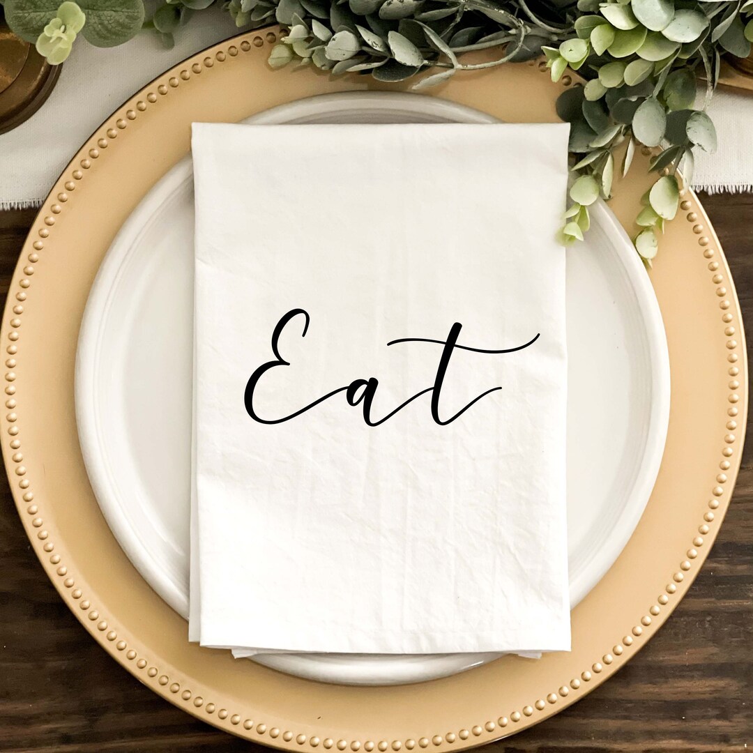 Personalized Napkin, Eat, Pray, Love, Watercolor Spring Sketch, Dinner ...