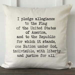 Farmhouse Fourth of July Pillow Cover, Pledge of Allegiance, Vintage ...
