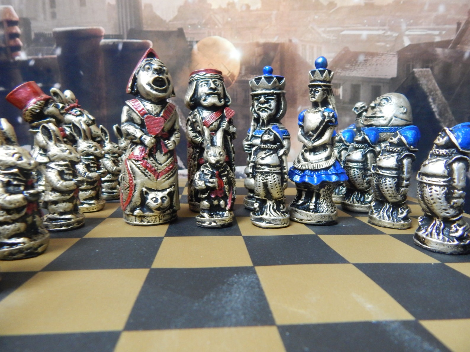 Alice Through the Looking Glass Chess Set, Customisable Colours (pieces ...