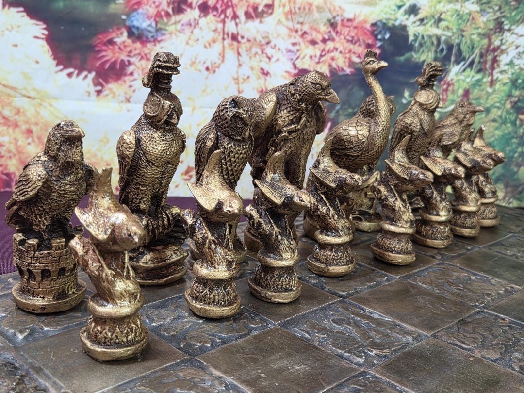Large Birds Chess Set (pieces Only/board Not Included) Eagle, Peacock ...