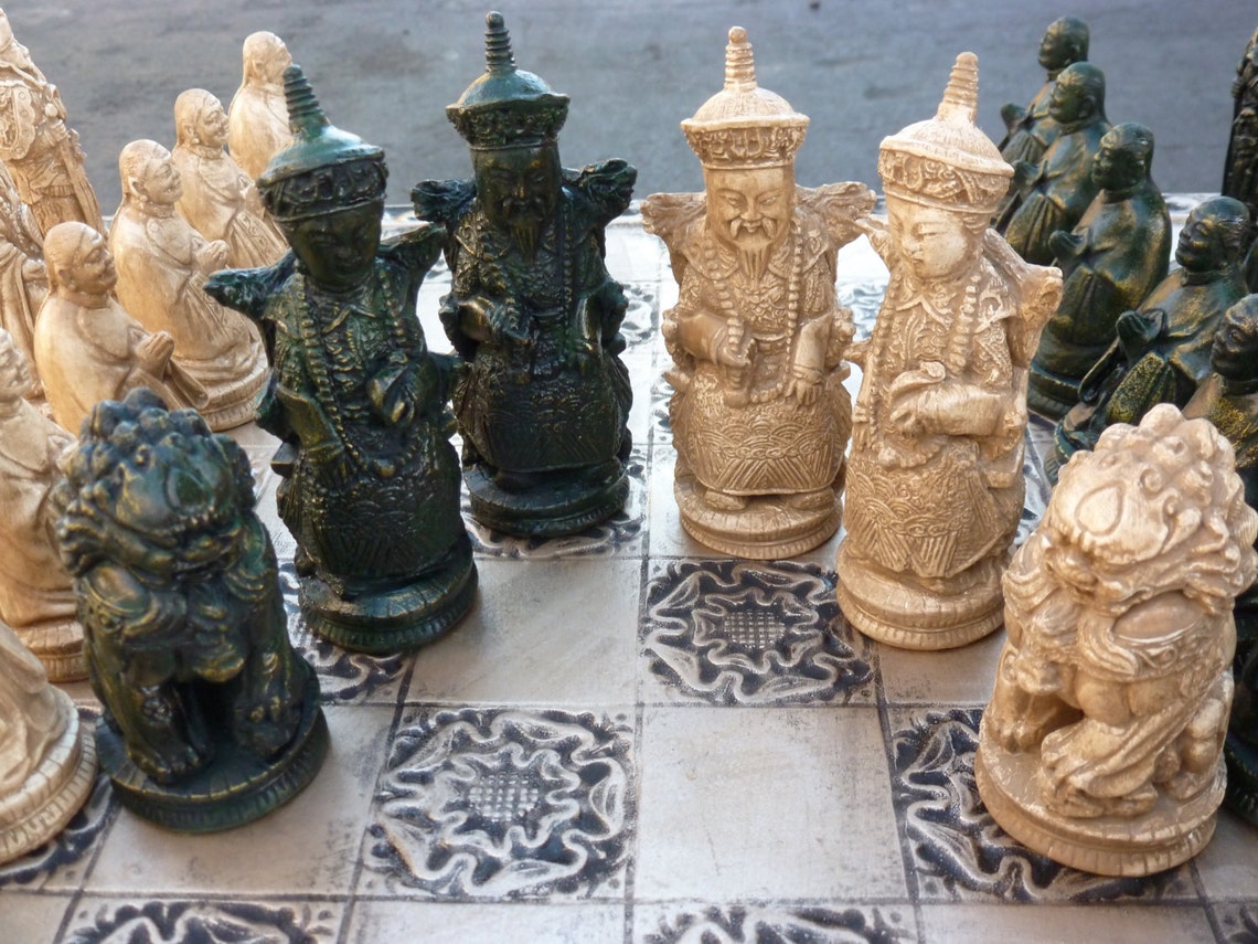 LARGE Chinese Imperial Chess Set Customisable Colours pieces - Etsy