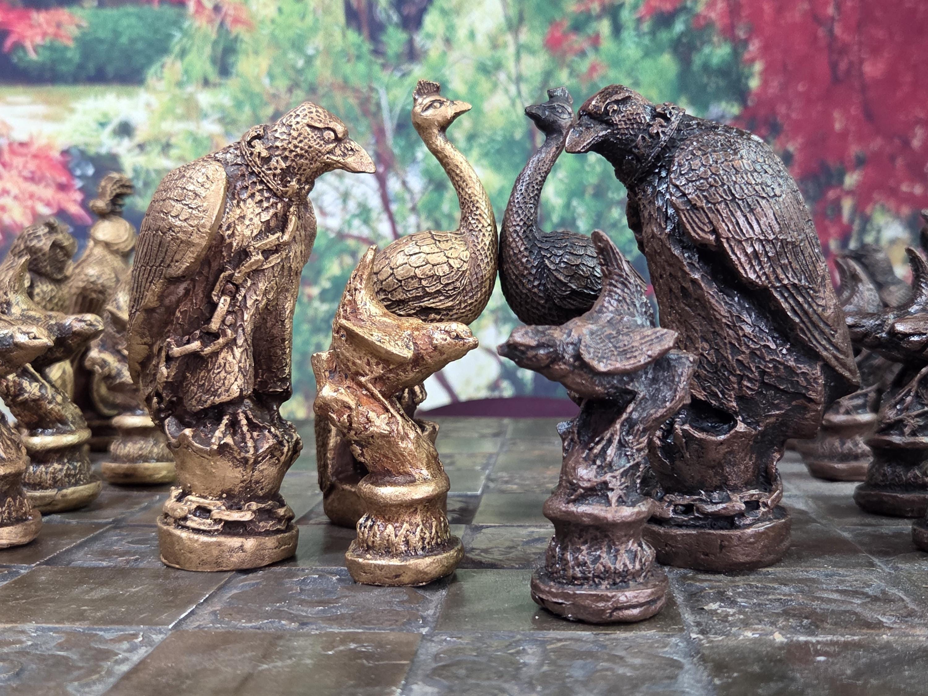 Large Birds Chess Set (pieces Only/board Not Included) Eagle, Peacock ...