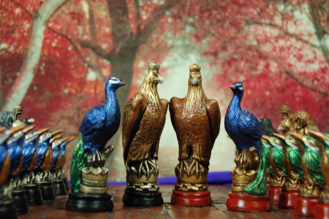 Large Birds Chess Set (pieces Only/board Not Included) Eagle, Peacock ...
