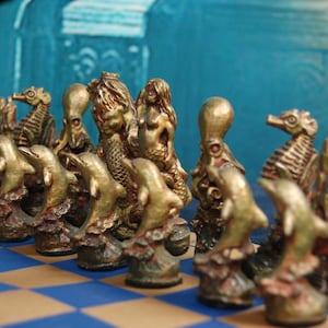 Neptune Chess Set, Customisable Colours (pieces Only) Neptune. Mermaid ...