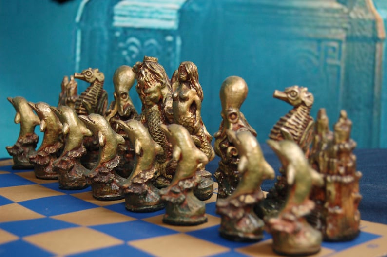 Neptune Chess Set, Customisable Colours (pieces Only) Neptune. Mermaid ...