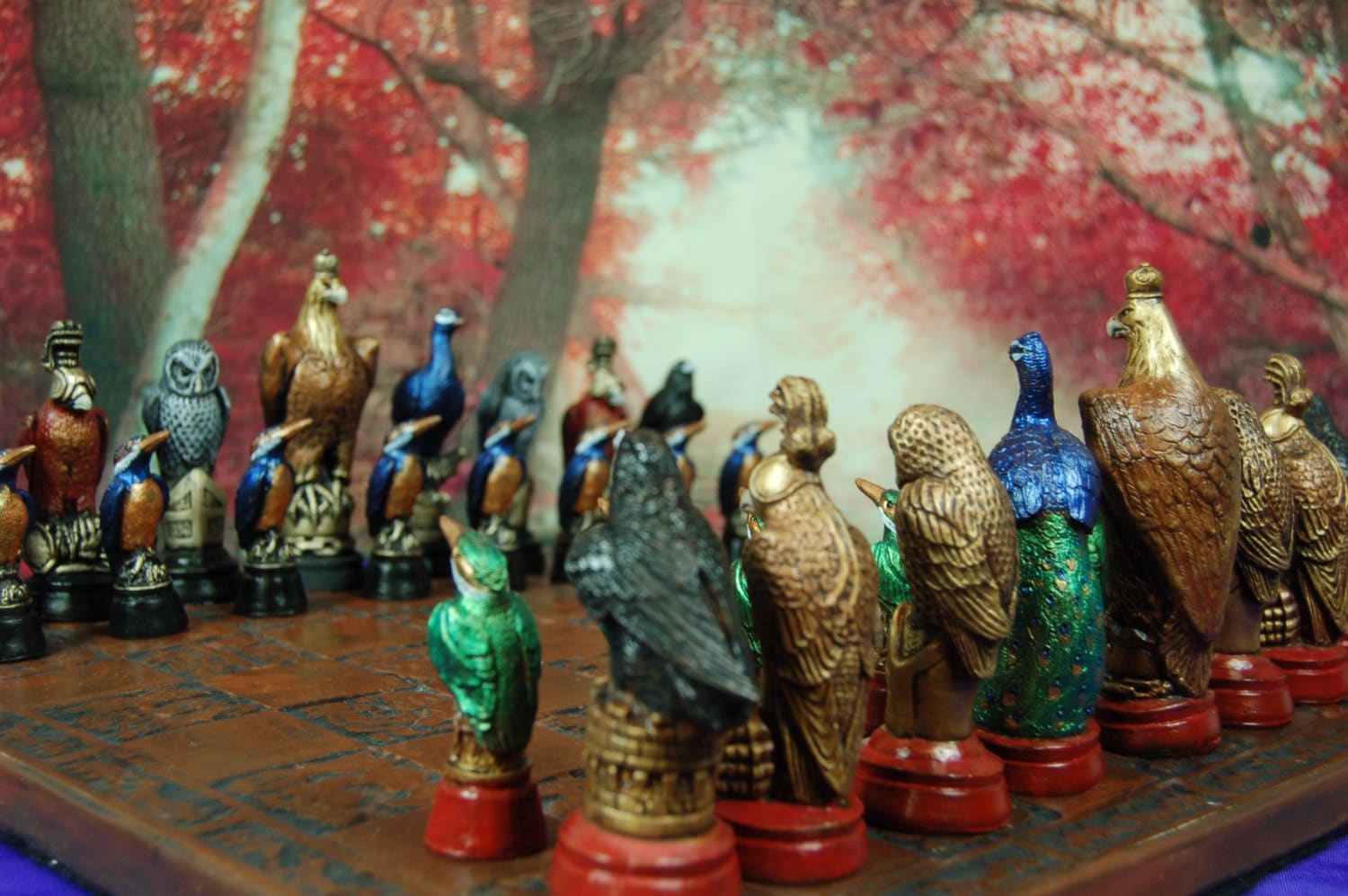 LARGE Birds Chess Set Customisable Colours Pieces | Etsy