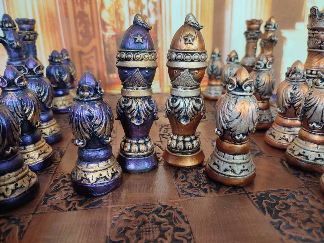 NEW***LARGE Baroque II Chess Set. Customisable Colours (pieces Only ...