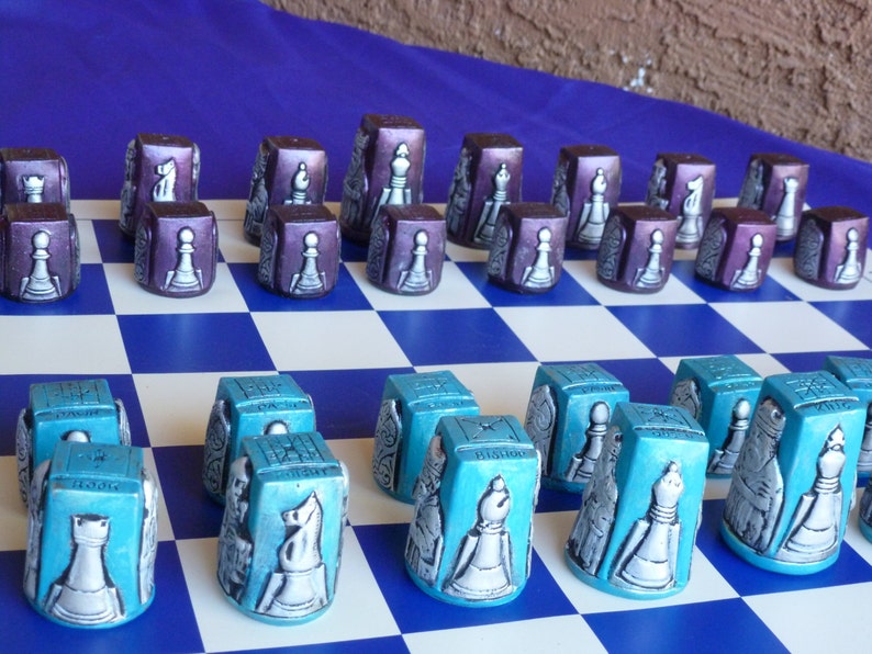 Beginners Chess Set Customisable Colours pieces Only - Etsy