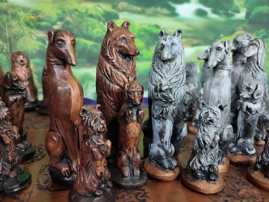 NEW**LARGE Dogs Chess Set. Customisable Colours (pieces Only/board Not ...