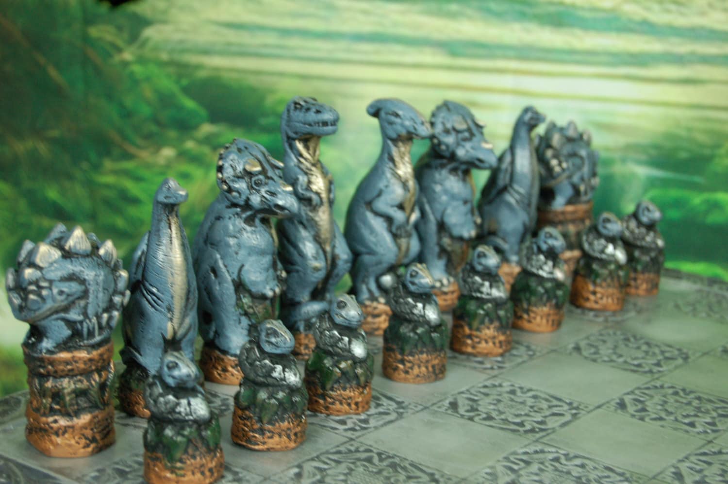 LARGE Dinosaurs Chess Set. Customisable Colours pieces Only - Etsy