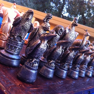 Large Birds Chess Set (pieces Only/board Not Included) Eagle, Peacock ...