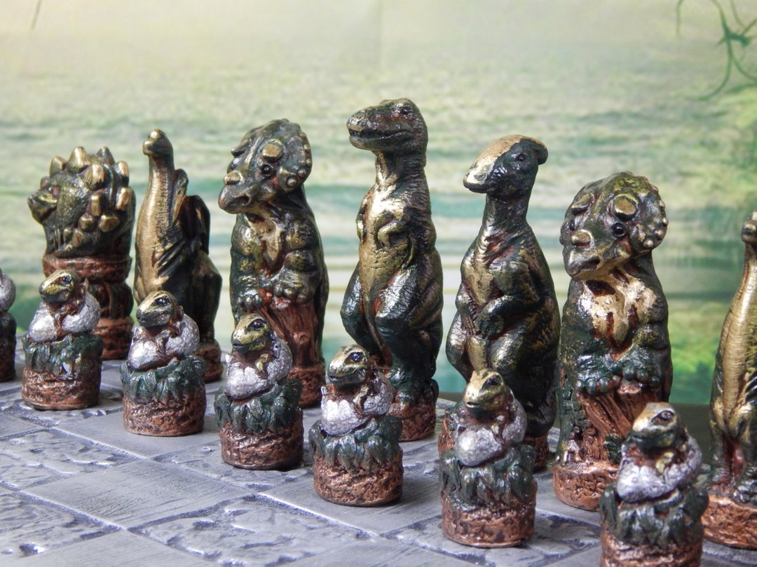 READY TO Ship****dinosaurs Chess Set (pieces Only/board Not Included ...