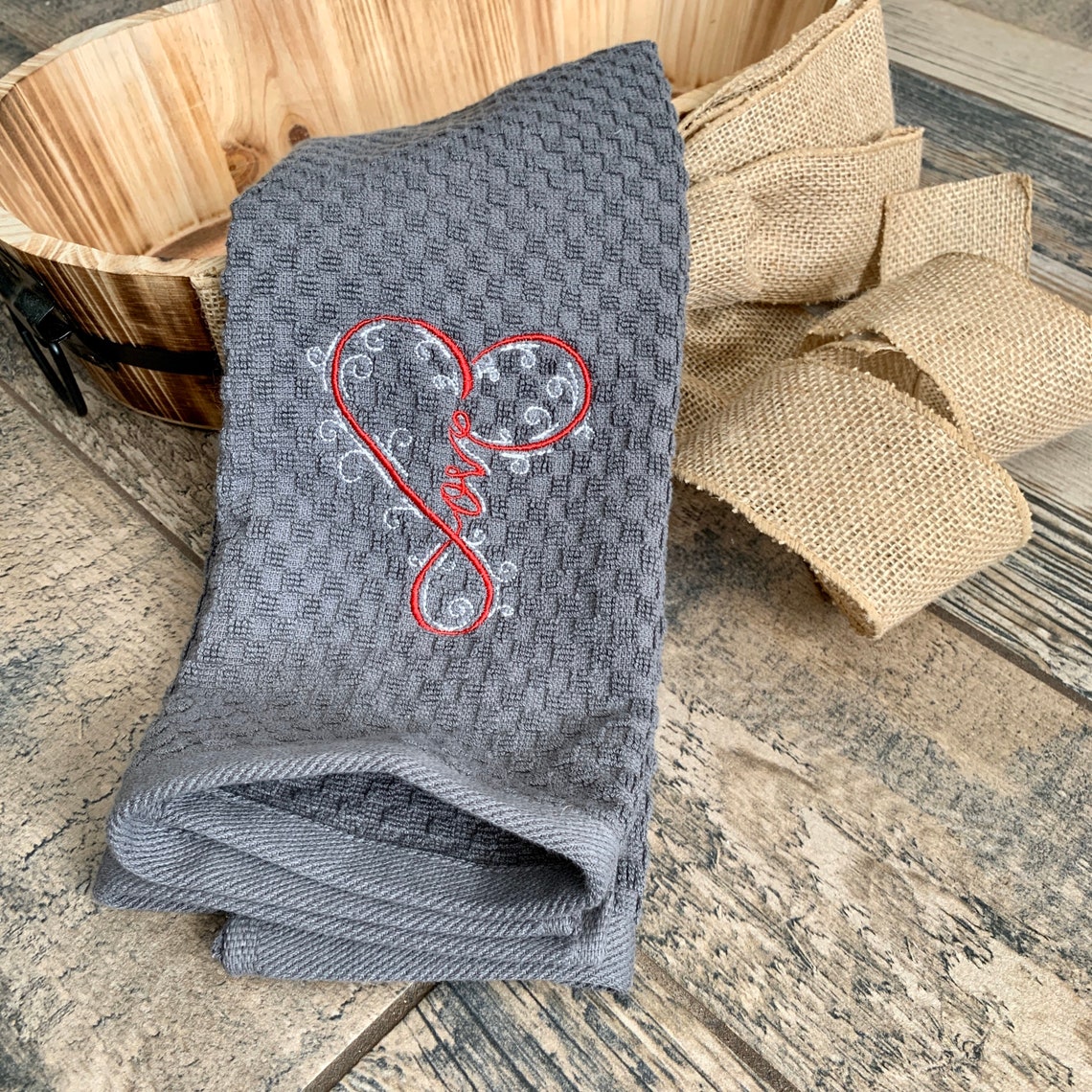 Heart Kitchen Towel Love Kitchen Towel Wedding Gift | Etsy