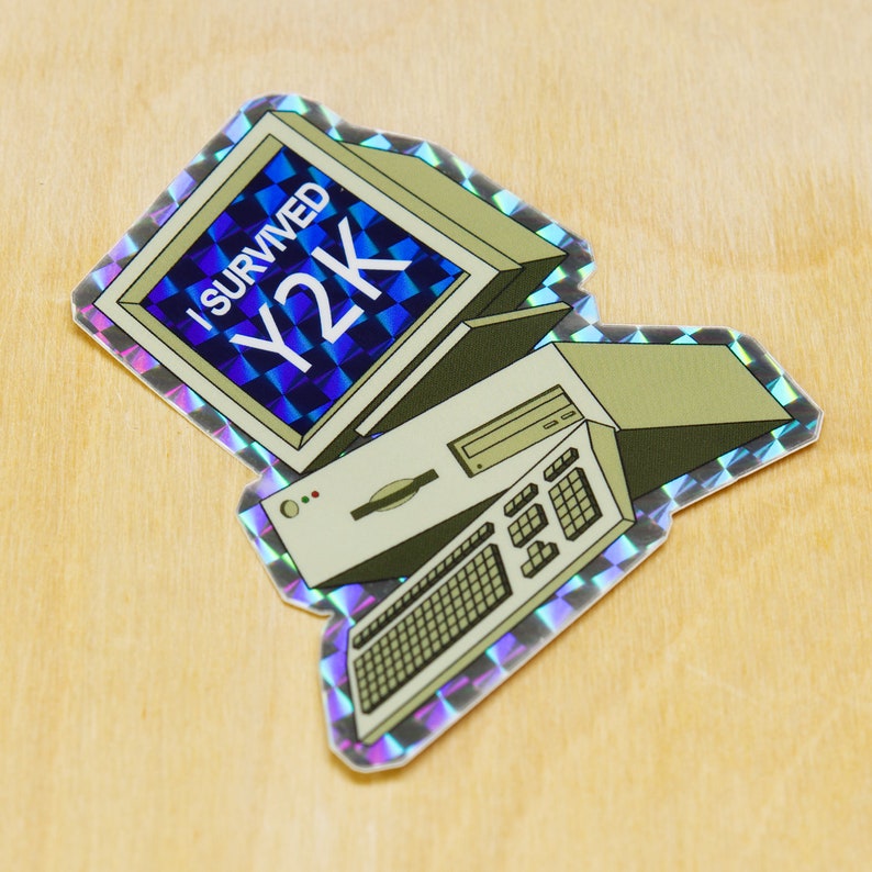 I Survived Y2K sticker Prismatic - Etsy
