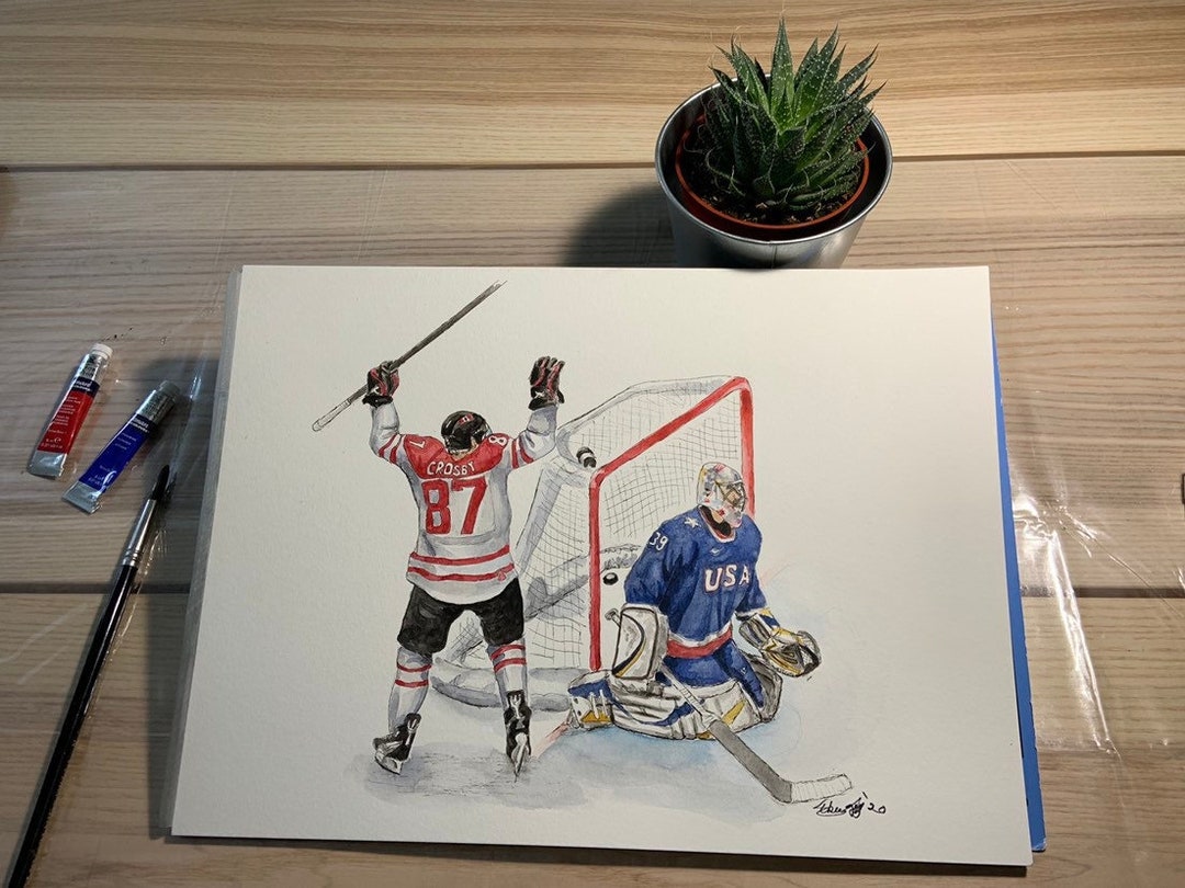 Sidney Crosby // Canada // Hockey // NHL // // Watercolour Painting ...