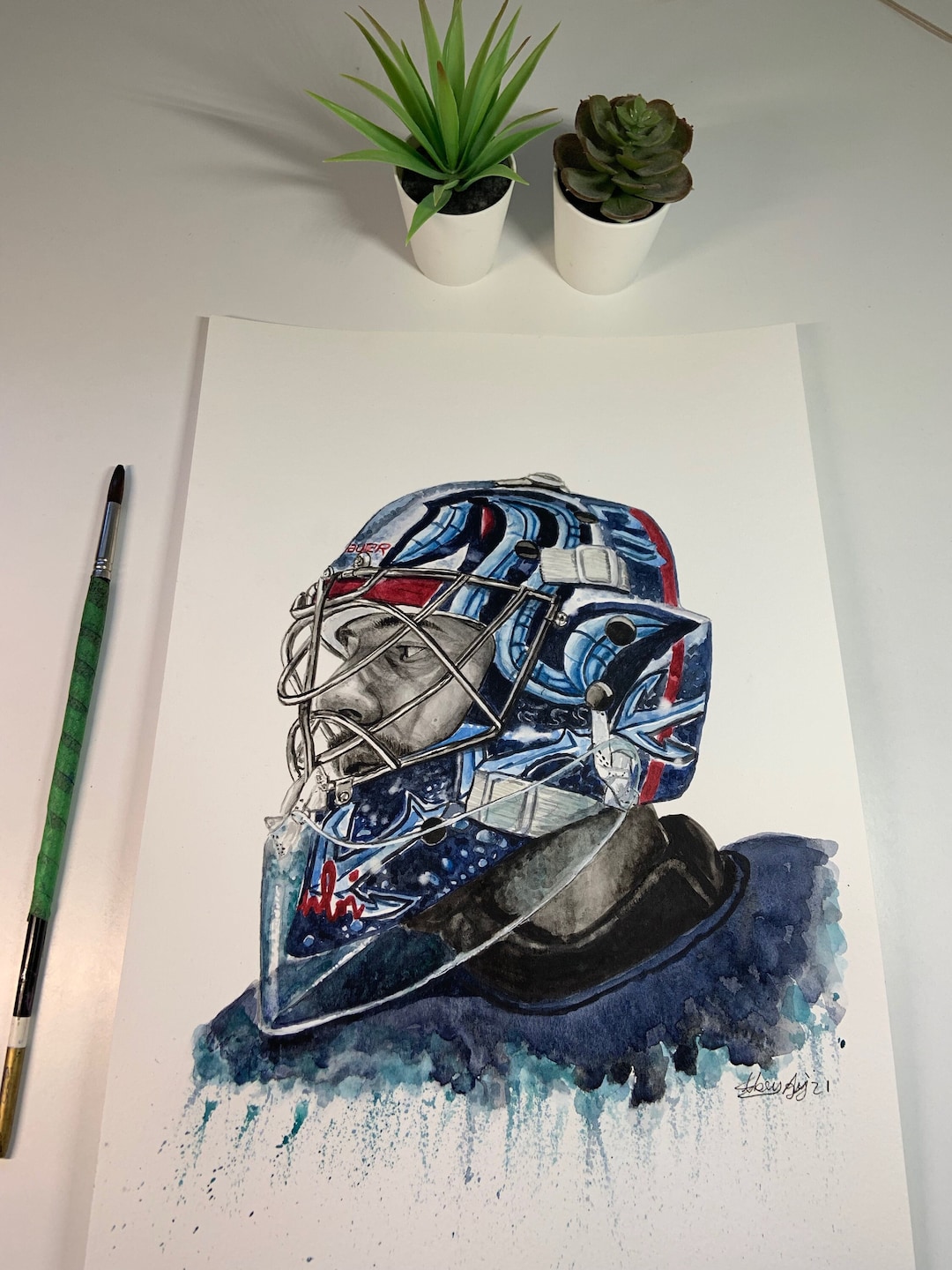 Philipp Grubauer Mask Watercolour Painting by Mikenguyenart.com ...