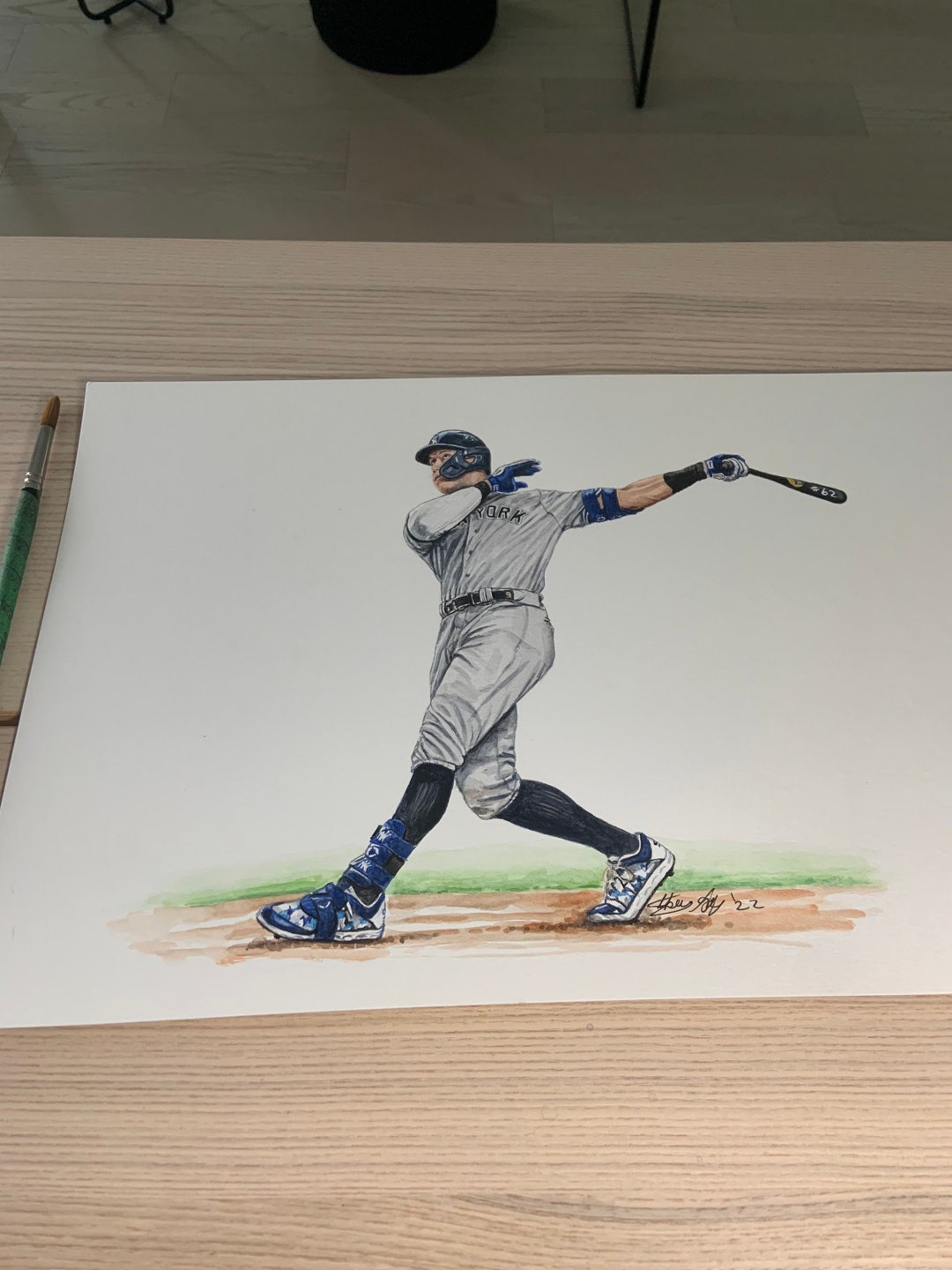 Aaron Judge Home Run #62 Painting by Mikenguyenart // Baseball // New ...