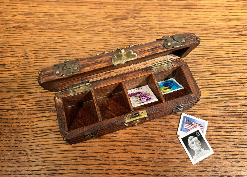 Postage Stamp Holder Stamp Trunk Oak & Brass Vintage - Etsy