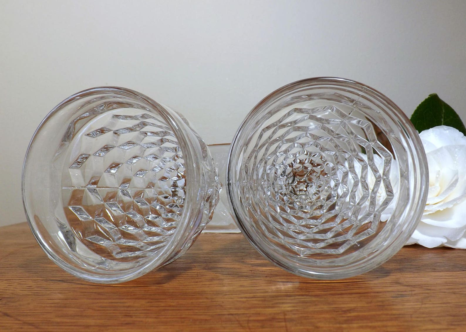 2 ~ Fostoria 'american' Footed Water Goblets ~ Hexagonal ~ Crystal ...