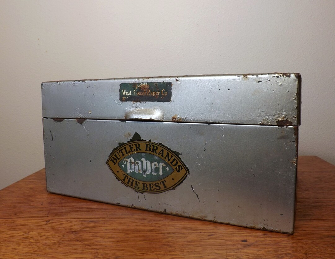 Vintage Steel Stash Box: Chipped Silver Paint, West Coast Paper Co. - Etsy