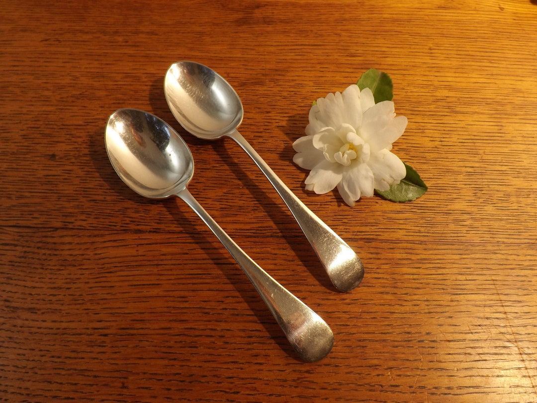 Vintage Salem Silver Plate Soup Spoons - Plain Panel, Tipped Handle ...