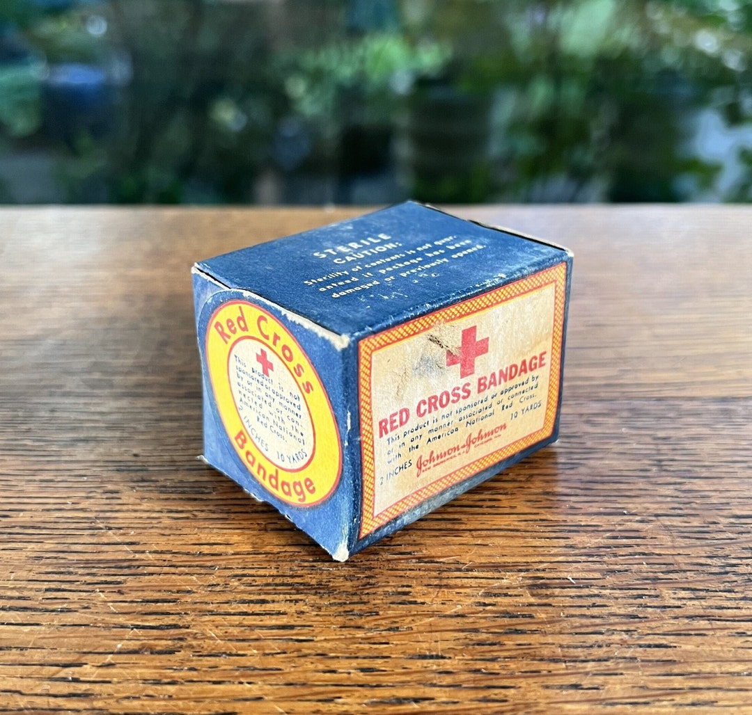 Vintage Johnson & Johnson Red Cross Bandage Box: 1930s-40s Apothecary ...