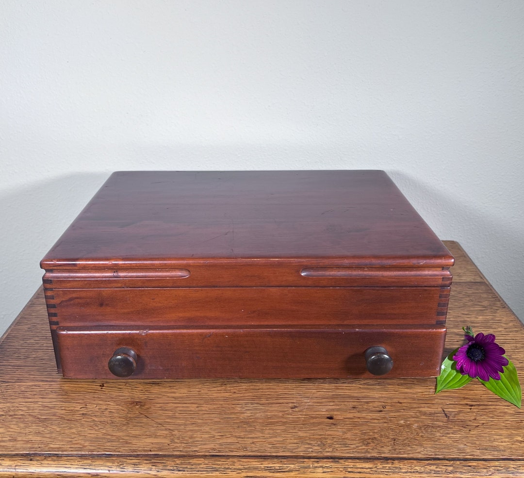Silverware Chest ~ Case With Drawer ~ Solid Wood Cabinet Lined With ...