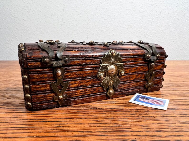 Postage Stamp Holder Stamp Trunk Oak & Brass Vintage - Etsy