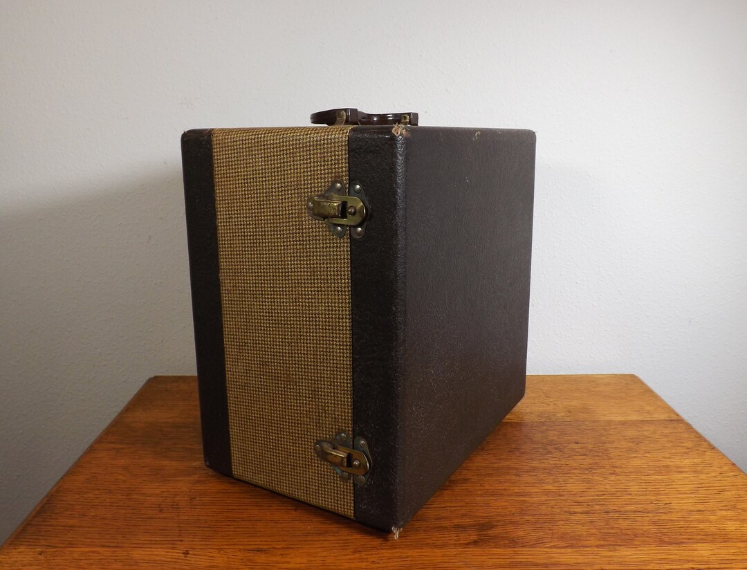 Case With Handle ~ Dry Bar ~ Tweed Fabric Over Wood ~ Barnett & Jaffee ...