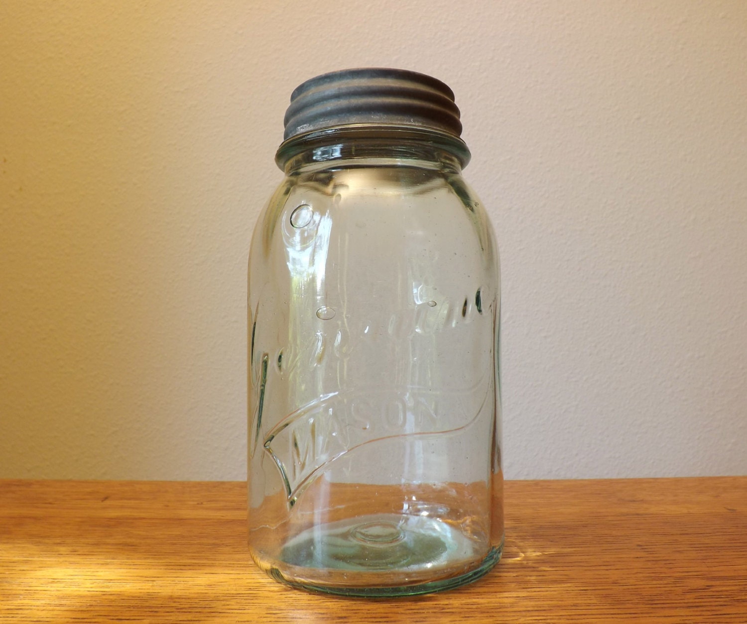 Genuine Mason Quart Jar in Green Farm Kitchen Storage | Etsy