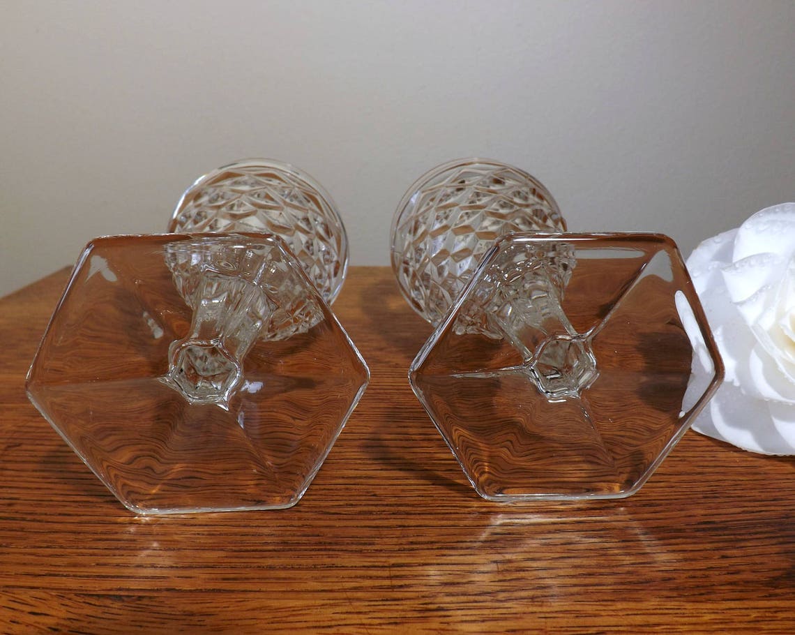 2 ~ Fostoria 'american' Footed Water Goblets ~ Hexagonal ~ Crystal ...