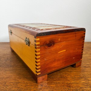 Cedar Box With Hinged Lid ~ Vanity Box ~ Pastoral Scene ~ Dresser Box ...