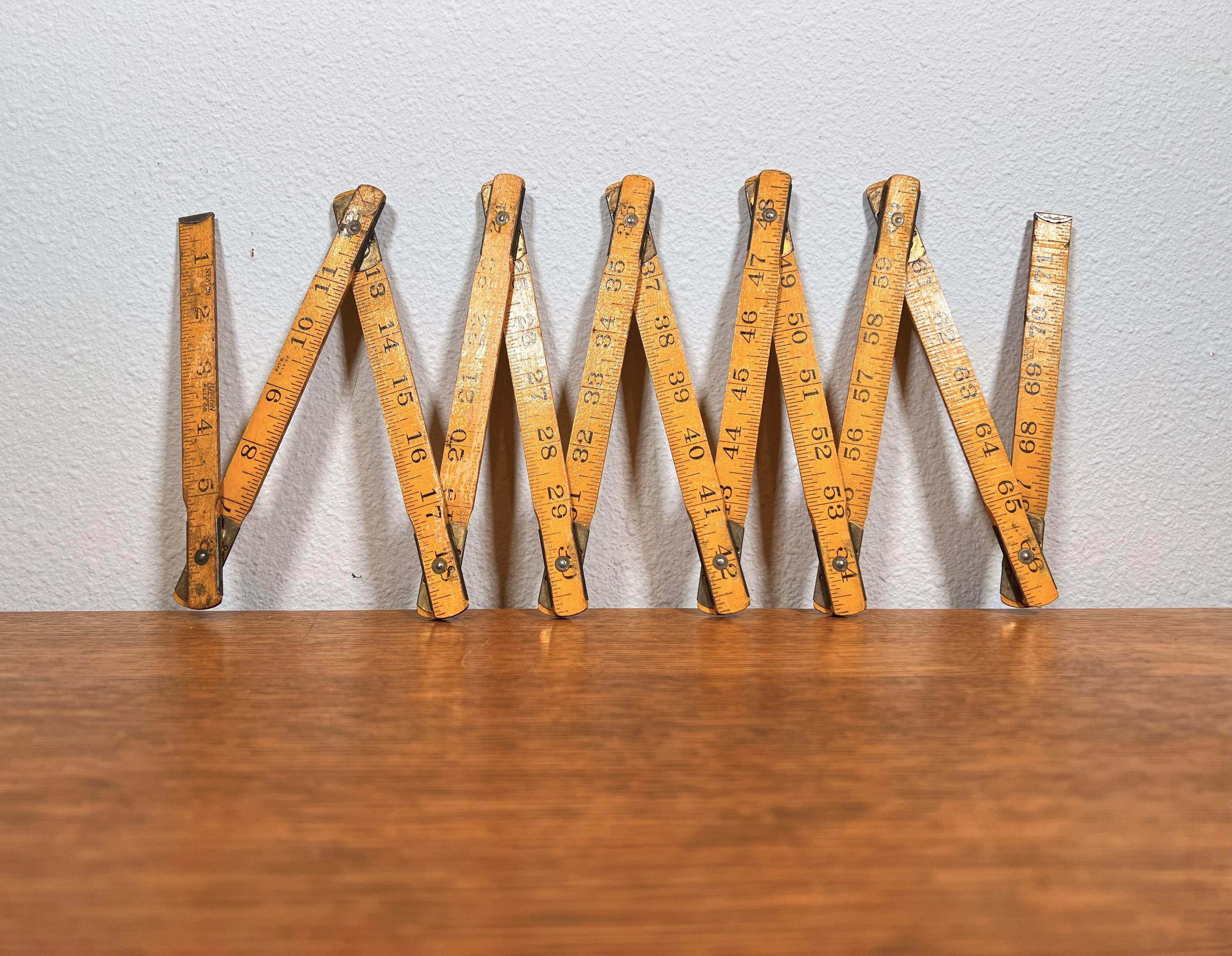 Vintage Lufkin Folding Extension Ruler: Yellow Wood, 72 Inch - Etsy