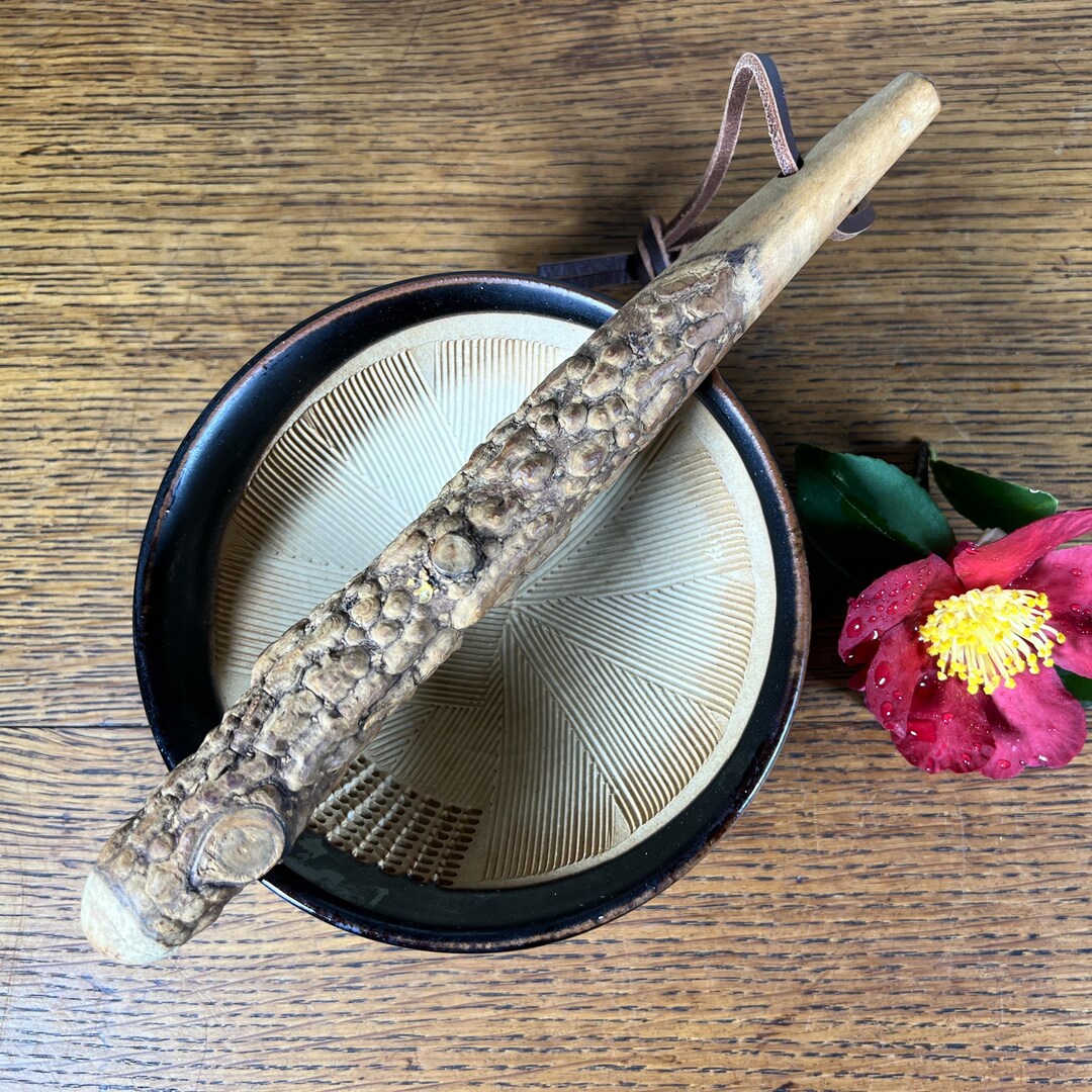 Vintage Japanese Mortar & Pestle ~ Clay and Wood - Etsy