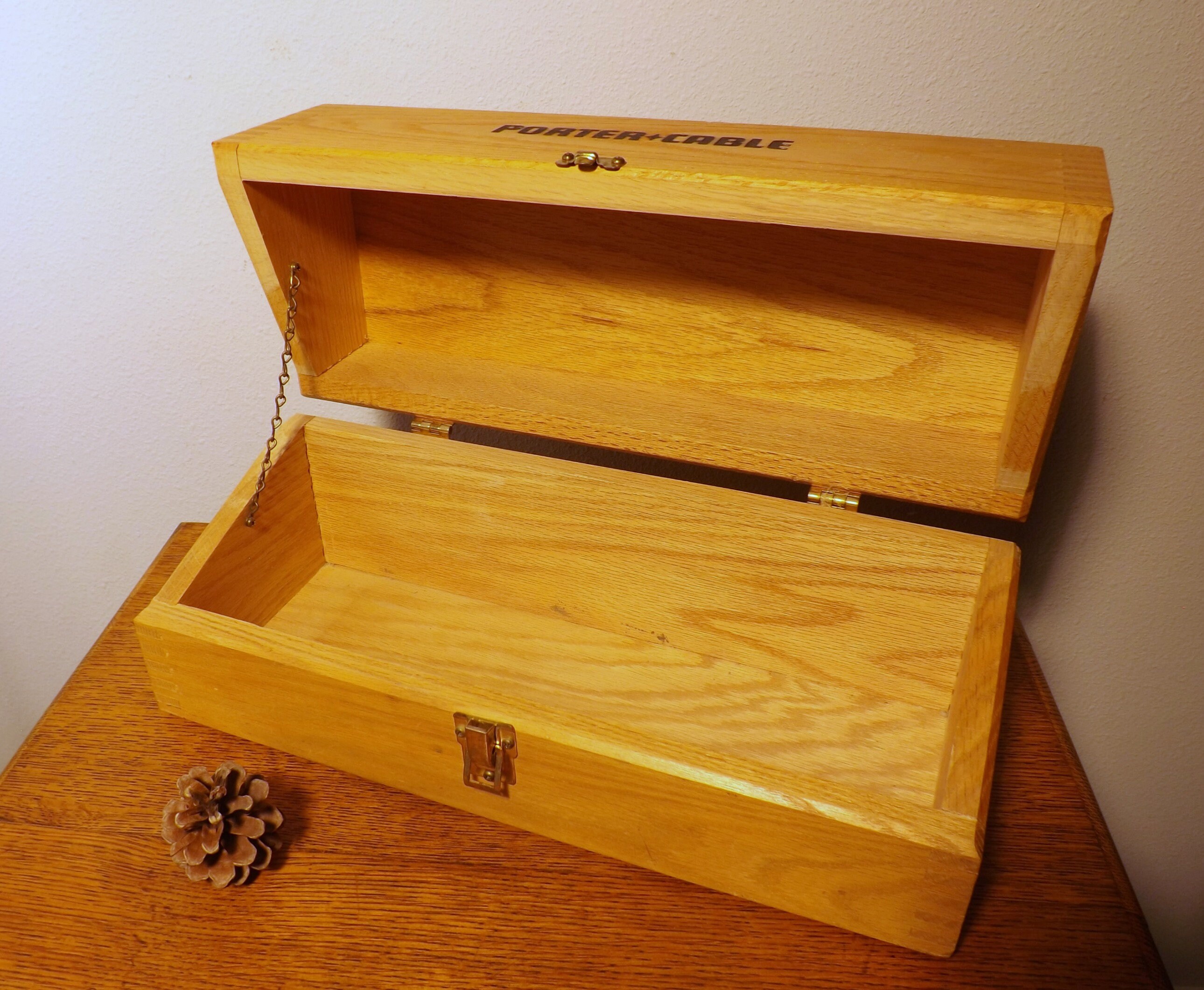 Wood Tool Box Porter Cable Golden Oak Vintage Storage | Etsy