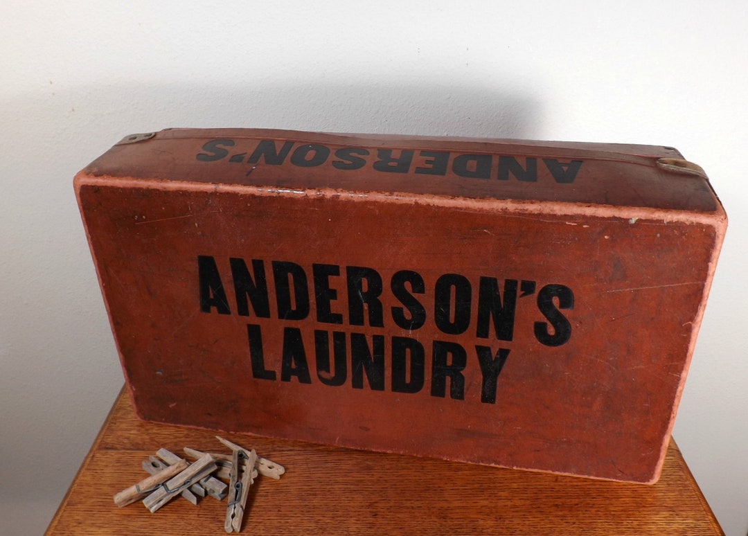 Laundry Box or Crate ~ 'anderson's Laundry' ~ Fiber Board Box With Lid ...